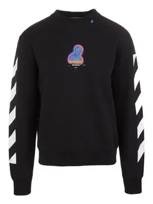 Off-White Diagonal Stripe Crewneck Sweatshirt - Black