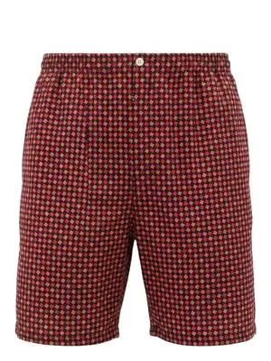 Gucci Mid Rise Houndstooth Tailored Shorts - Red