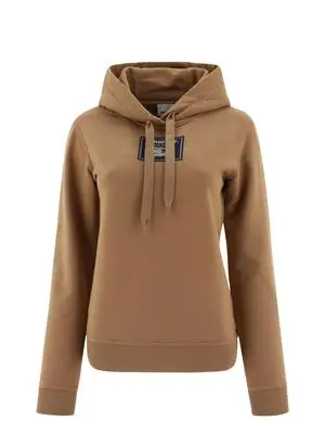 Burberry Logo Patch Drawstring Hoodie - Camel