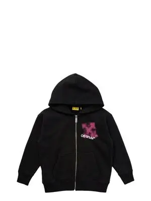 Off-White Logo-print Zip-up Hoodie - Black