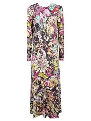 La DoubleJ Graphic Print Long Sleeve Dress - Multicolor