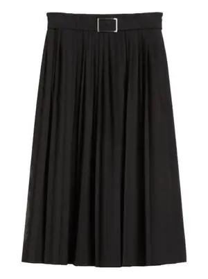 Sportmax Belted Pleated Midi Skirt - Black