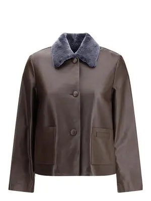 Marni Shearling Collar Leather Jacket - Black