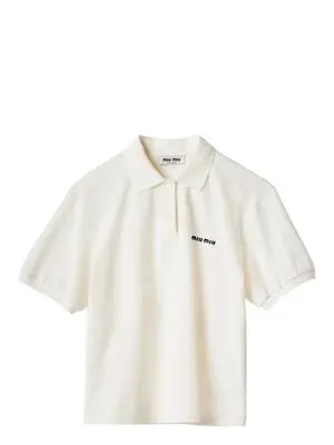 Miu Miu Miu Miu Short-Sleeved Polo Shirt With Embroidered Logo White