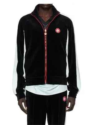 Casablanca Chenille Zip Up Sweatshirt - Black