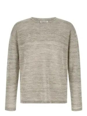 ROBERTO COLLINA Mouliné Crew Neck Knitted Sweater - Grey