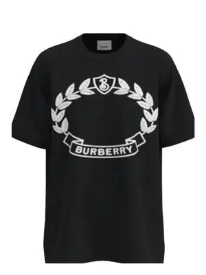 Burberry Logo Printed Crewneck T-shirt - Black