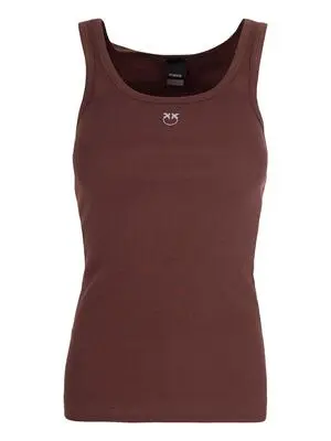 Pinko Ribbed Logo Plaque Tank Top - Red