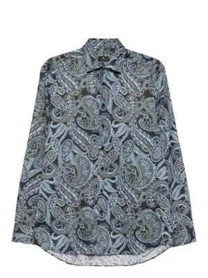 Etro Paisley Printed Curved Hem Shirt - Gray