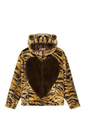 Kenzo Tiger Print Faux Fur Hooded Blouson - Multicolor