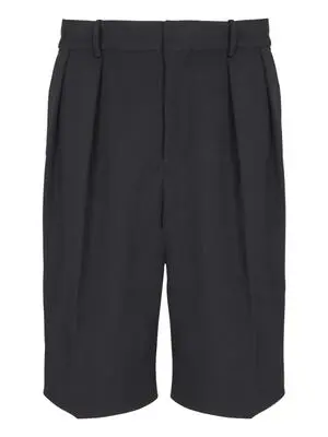 Balmain Grain De Poudre Pleated Bermuda Shorts - Black