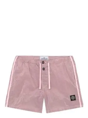 Stone Island Logo Patch Drawstring Shorts - Oleander