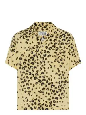 MAISON MARGIELA Short Sleeve Leopard Shirt - Mustard