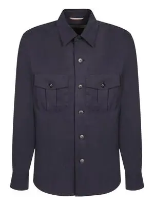 Canali Utility Pocket Shirt - Navy Blue