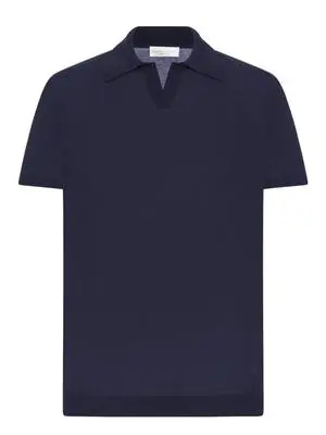 ROBERTO COLLINA V-neck Cotton T-shirt - Navy