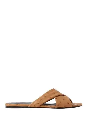 Khaite Liria Ostrich Leather Sandals - Camel
