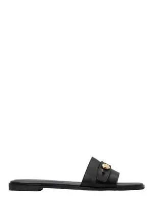 Tory Burch Logo Buckle Slide Sandals - Black