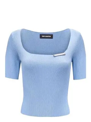THREE QUARTERS Square-neck Sweater - Blue