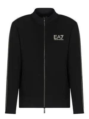 EA7 Full Zip Sweatshirt With Logo Detail - Blac