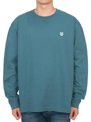 Maison Kitsuné Round Collar And Long-sleeved T-shirt - Blue