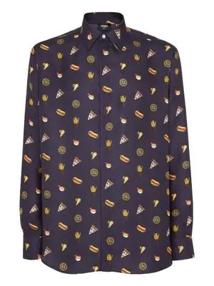 Fendi Silk Fendilicious Shirt - Blue