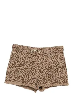 TWINSET Twinset Belted Animal Print Shorts Nude