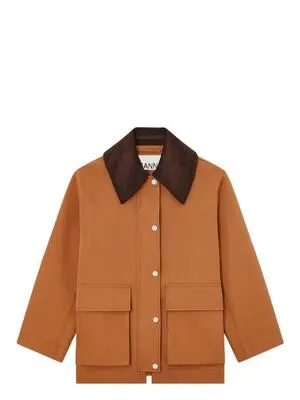 GANNI Jacket In Twill - Brown