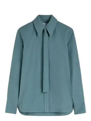 JIL SANDER Tie-detail Cotton Shirt - Blue