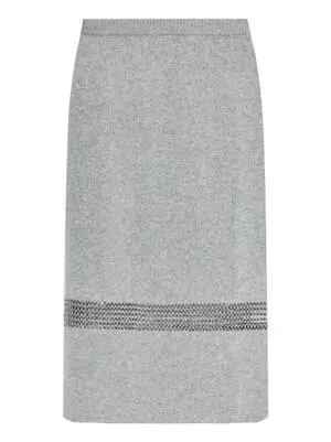 Fabiana Filippi Knitted Design Midi Skirt With Openwork Detail - Grey