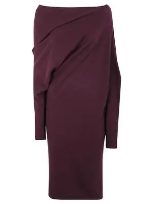 GIANLUCA CAPANNOLO One-shoulder Wool Dress With Pleated Detail - Red