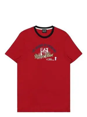 EA7 Logo T-shirt With Round Neck - Red