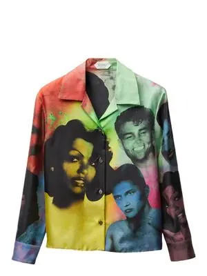 Versace Portrait Print Cropped Shirt - Patterned