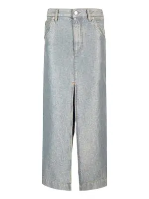 DARKPARK Denim Midi Skirt With Slits - Gray