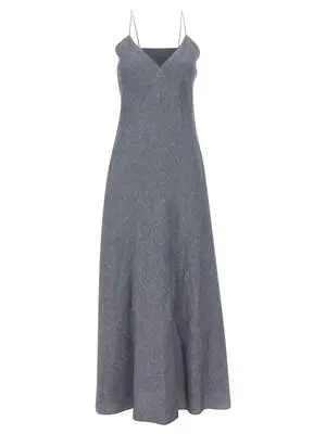 Eleventy V-neck Spaghetti Strap A-line Maxi Dress - Grey