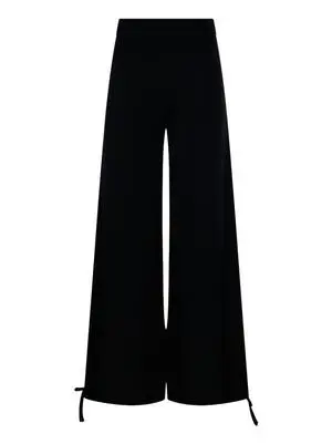Max Mara Wide-leg Knit Pants With Drawstring Hem - Black