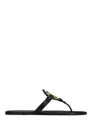 Tory Burch Miller Logo Plaque Thong Sandals - Black