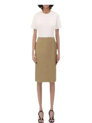Bottega Veneta High-rise Leather Midi Skirt - Brown