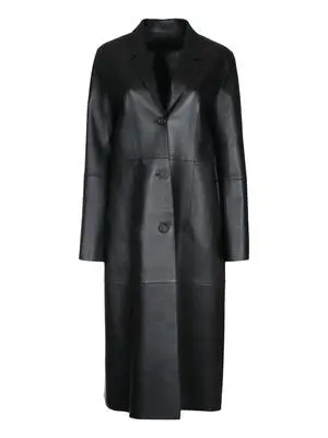 TOTEME Single-breasted Leather Coat - Black