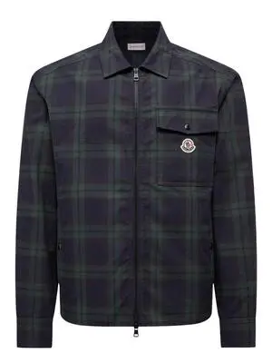 Moncler Checked Collared Zip-up Jacket - Black