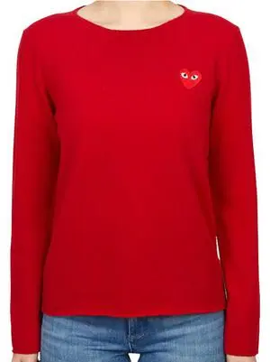 Comme Des Garçons Long Sleeve Sweater With Applique - Red