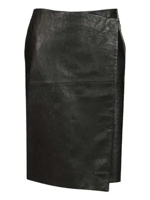Loulou De Saison Asymmetrical Leather Wrap Skirt - Black