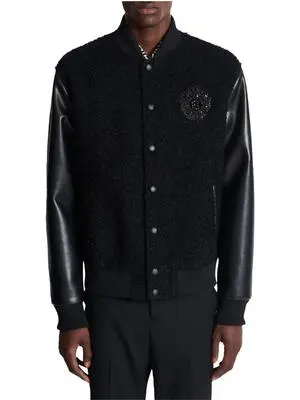 Balmain Press-stud Fastened Varsity Bomber Jacket - Black