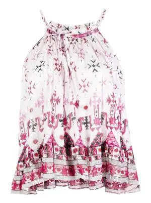 Isabel Marant Étoile Graphic Print Cropped Blouse - White