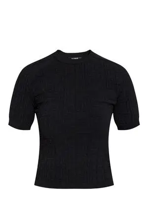 Balmain Emblem Patterned Cropped Top - Black