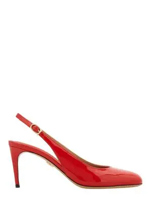 FERRAGAMO Patent Calfskin Slingback Heels - Flame Red