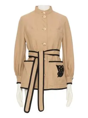 Valentino Garavani Belted Button-up Jacket With High Collar - Nude