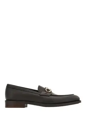 FERRAGAMO Gancini Ornament Moc Toe Loafers - Dark Brown