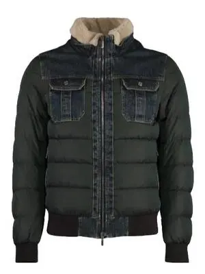 MOORER Moorer Horst Down Bomber Jacket With Denim Trim Black