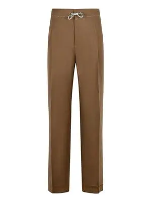 MAISON MARGIELA Drawstring Pleated Trousers - Brown