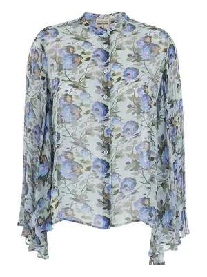 SEMICOUTURE Long Sleeve Printed Blouse - Blu